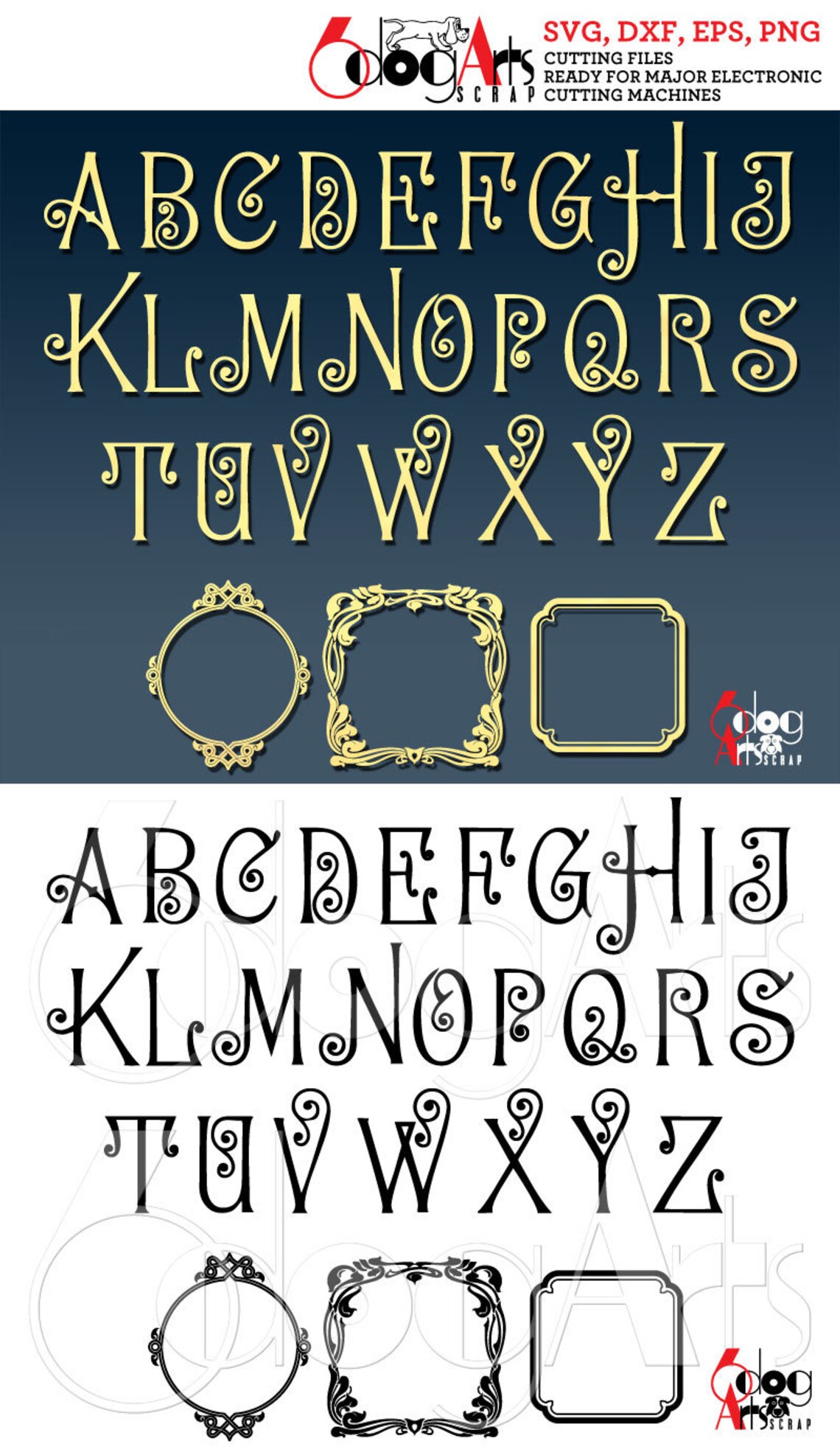 Deco Alphabet SVG DXF Vector Images Monogram Cuttable Letters - Etsy