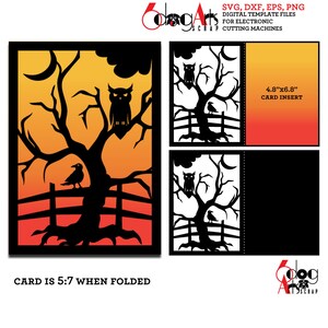 Halloween Owl Lace Card Template Digital Cut SVG DXF Files Laser Cut ...