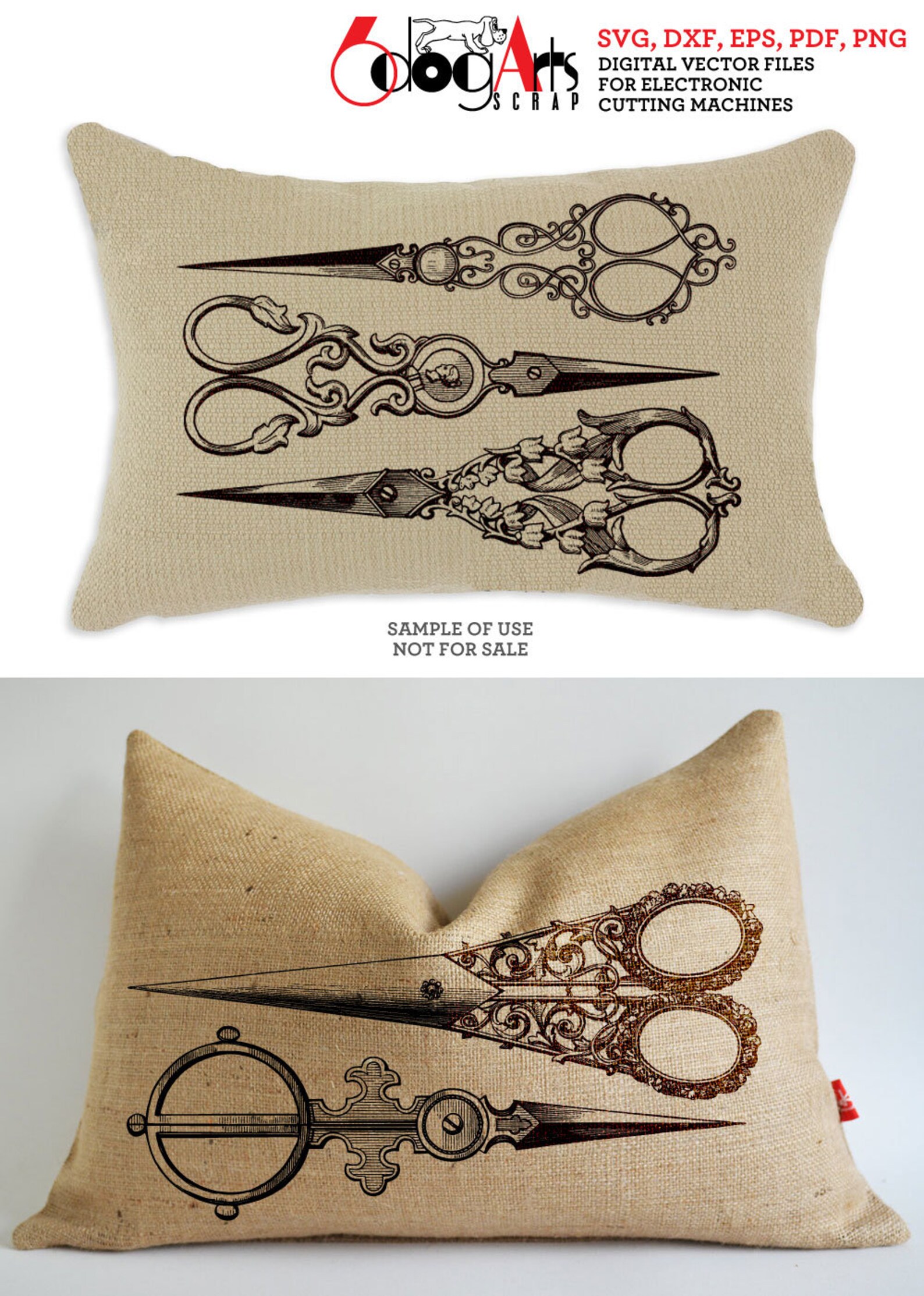 Vintage Scissors Digital Vector Files SVG DXF Glowforge Laser | Etsy