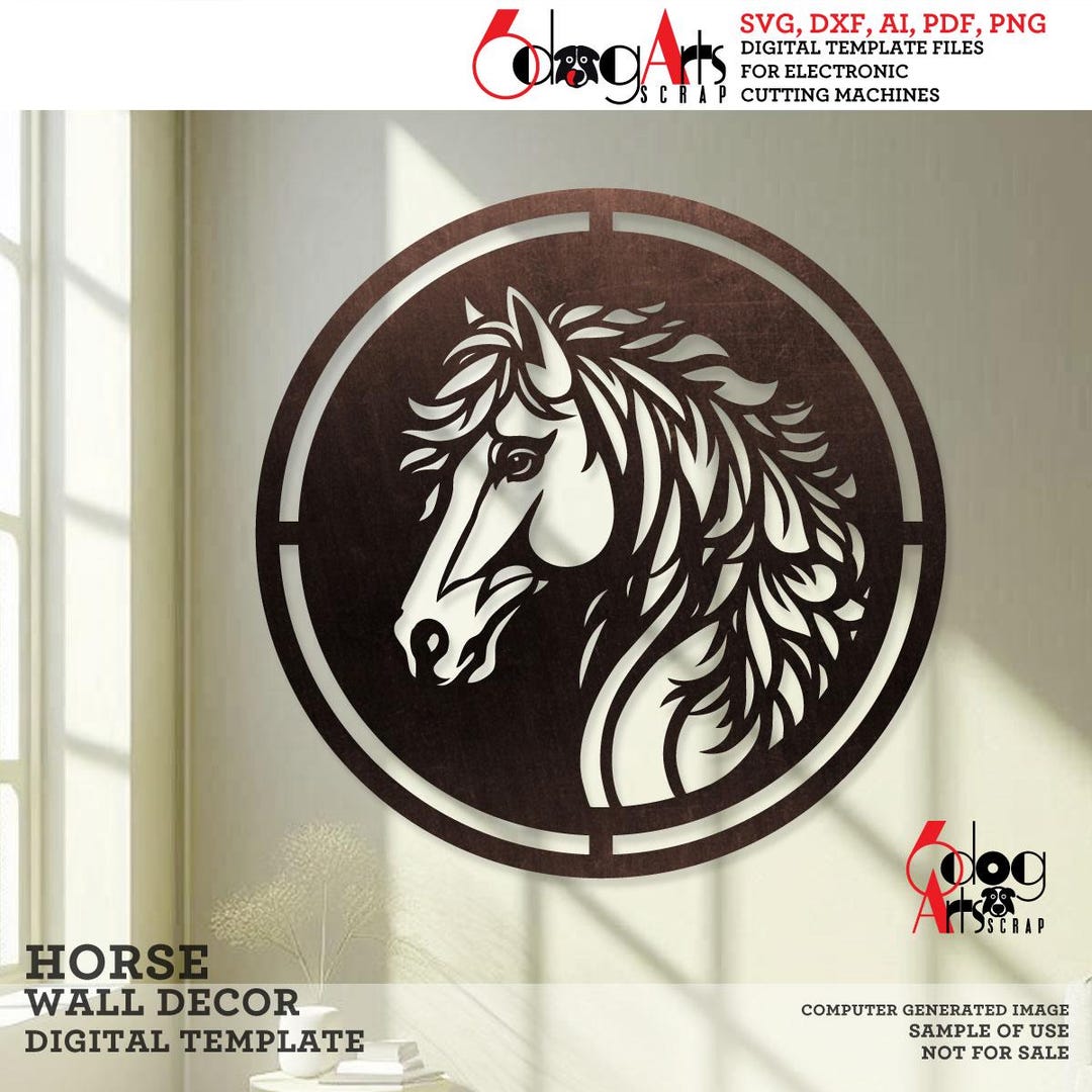 Horse Head Wall Decor SVG DXF Digital Templates Laser Cnc Plasma Metal ...
