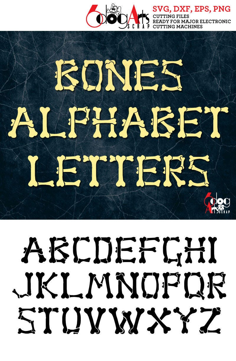 Bones Alphabet Letters Digital Images Svg Dxf Eps Png - Etsy