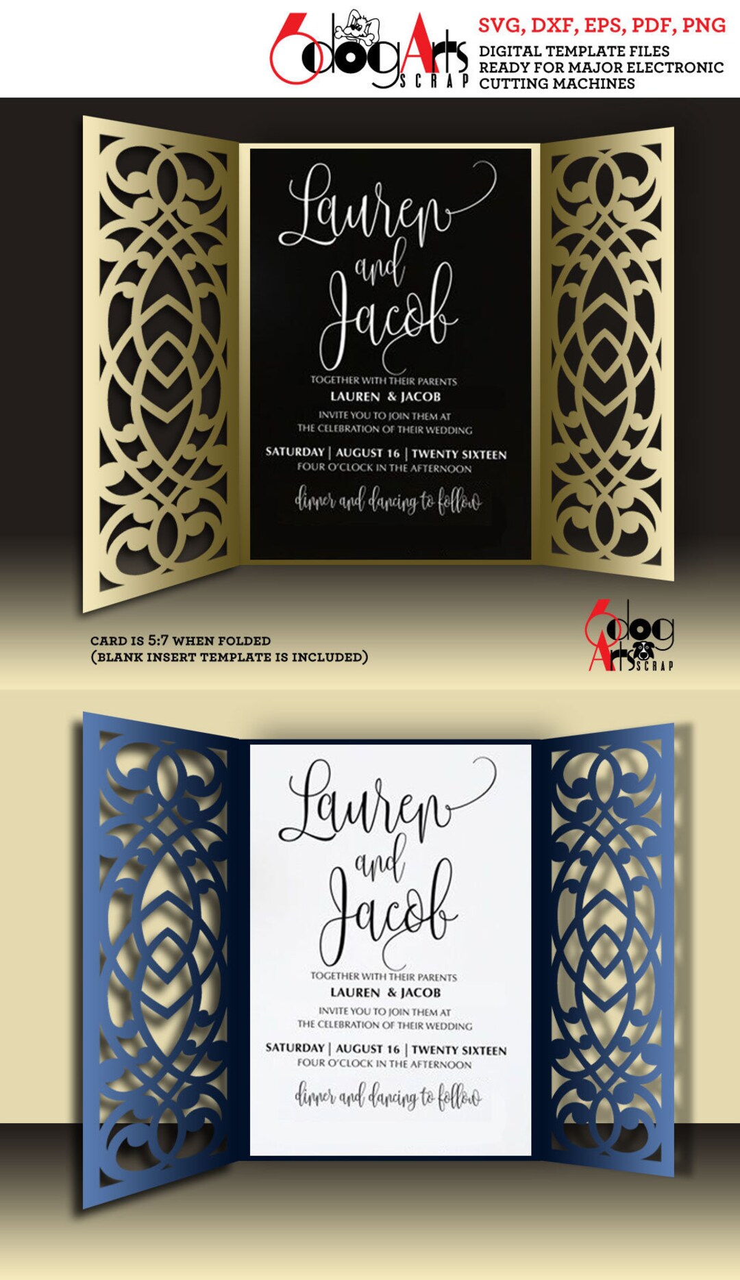 Gate-fold Card Template Digital SVG DXF Files Wedding - Etsy