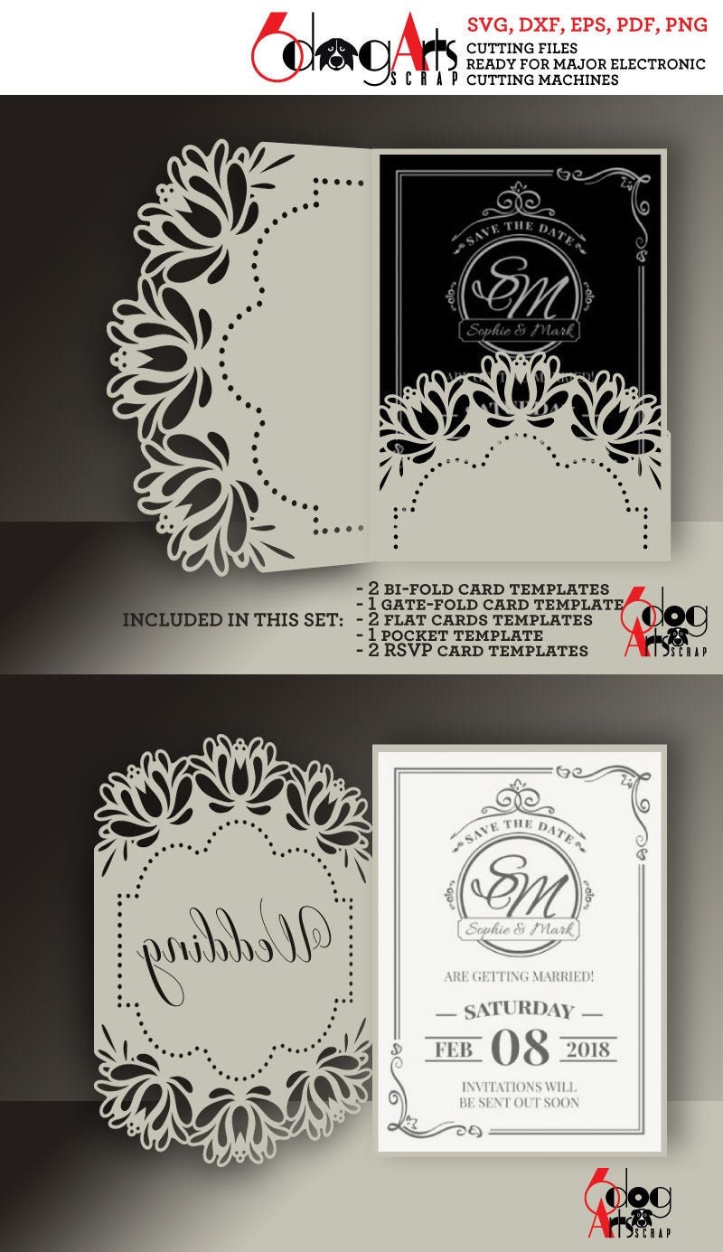 Bi-Fold Gate-Fold RSVP Lotus Wedding Invitation Card | Etsy