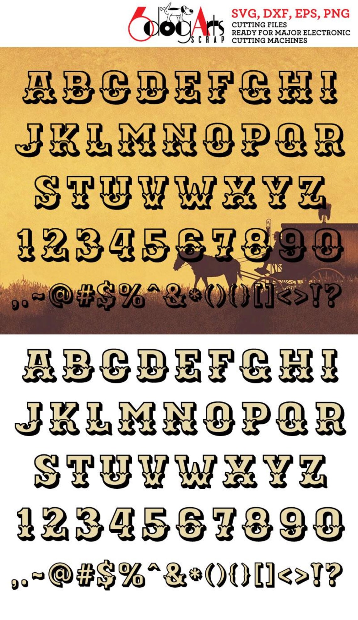 Western TTF Font & SVG Alphabet Letter Images Printable Download JB-940 ...