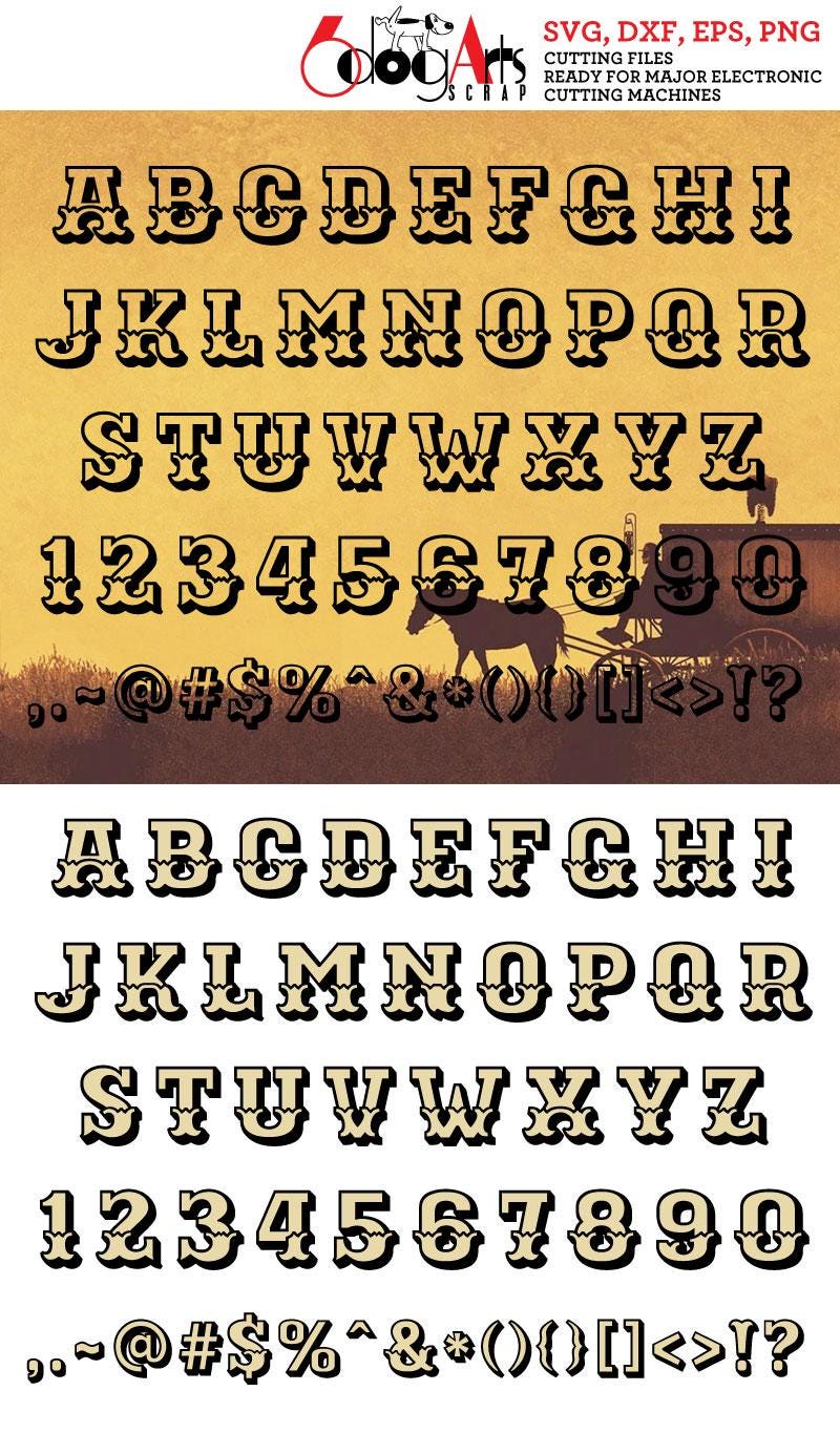 Western TTF Font & SVG Alphabet Letter Images Printable Download JB-940 ...