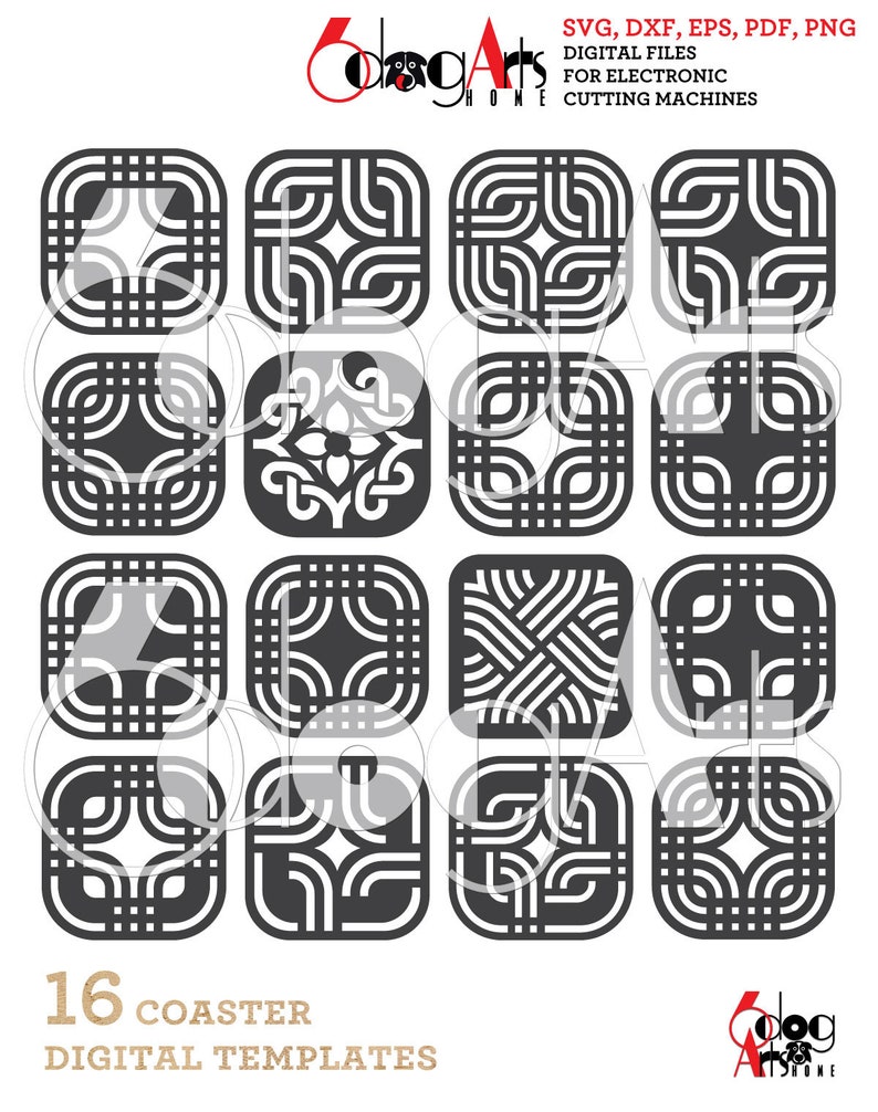 16 Coaster Trivet Wall Decor Templates Vector Digital SVG DXF - Etsy