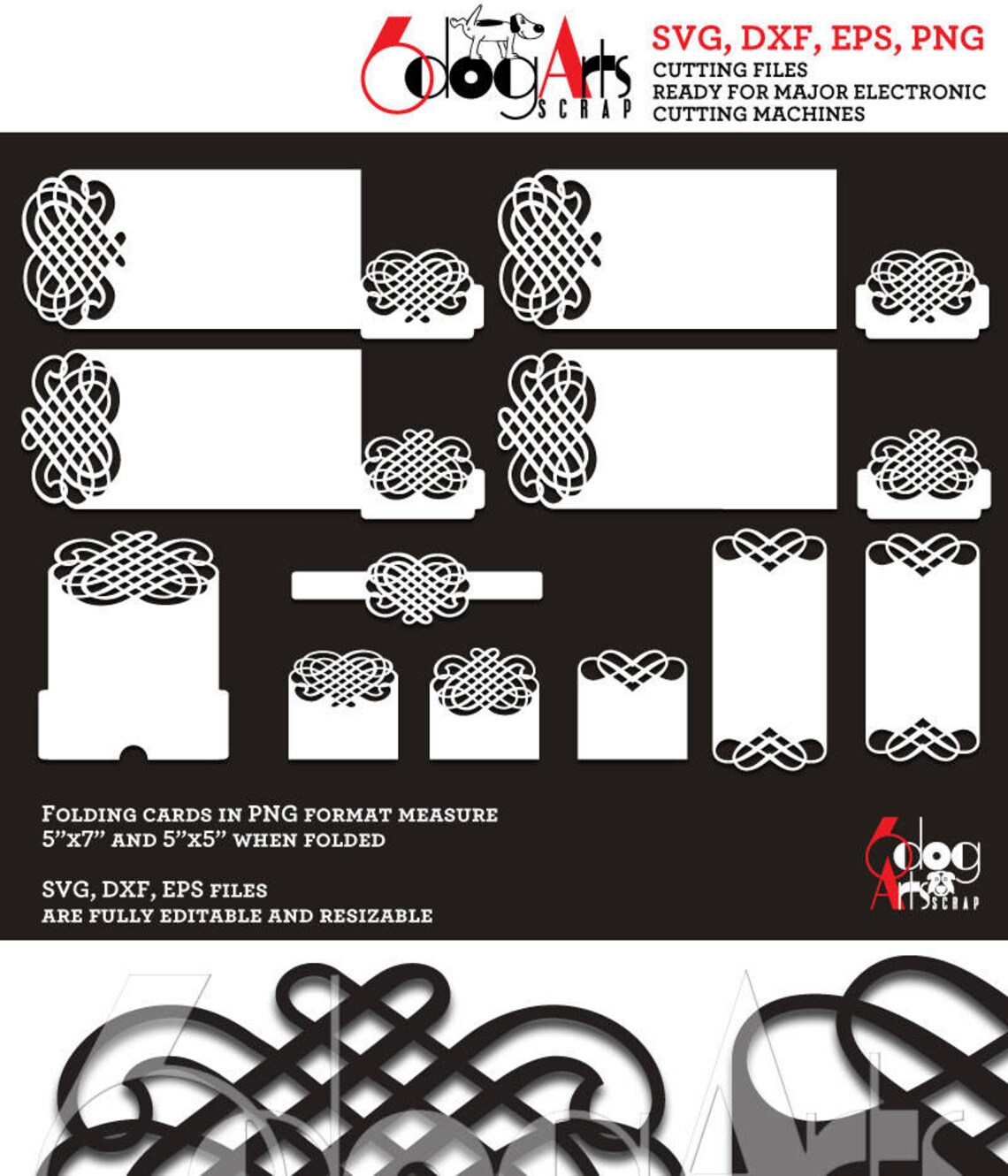 Calligraphic Lace Card Templates Digital Cut SVG DXF Files | Etsy