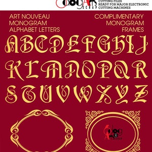 Art Nouveau Alphabet SVG DXF Vector Images Monogram Printable Cuttable ...