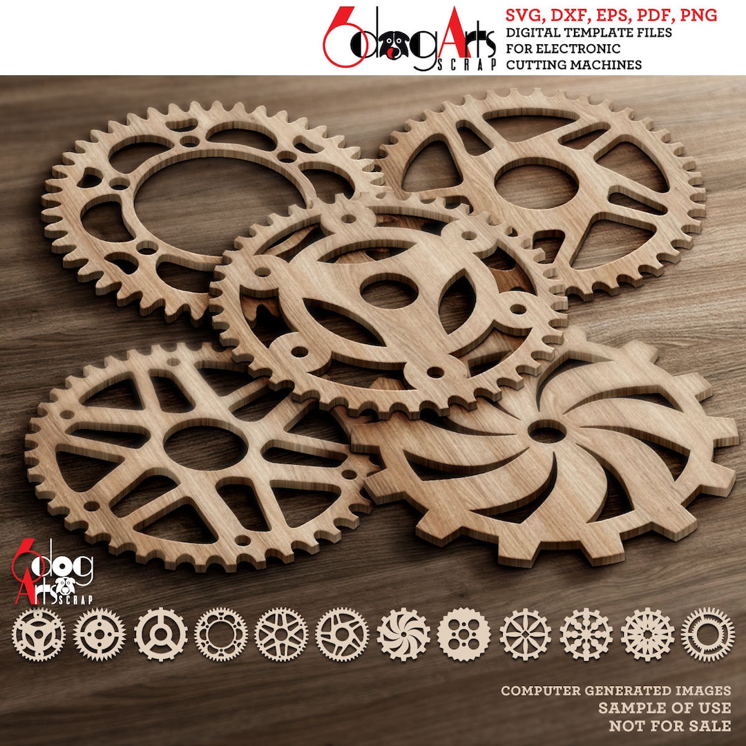 12 Gear Cog Coaster Grill Trivet Templates Vector Digital SVG DXF Files ...