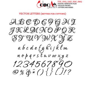 TTF Font & SVG Letters - Elegant Alphabet Script - Cuttable Printable ...