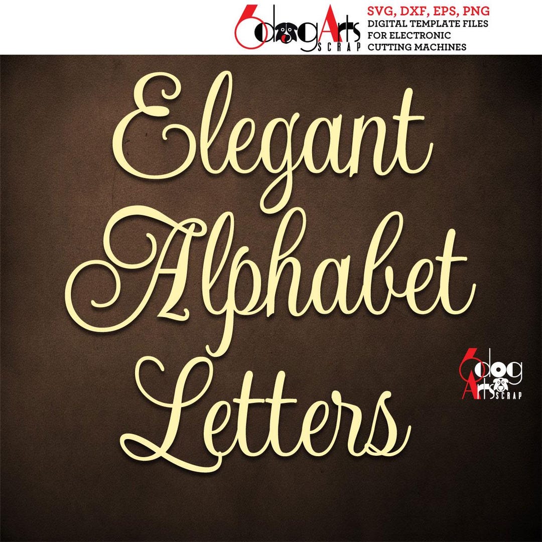 Elegant Script Alphabet SVG DXF Vector Images Monogram Cuttable Letters ...
