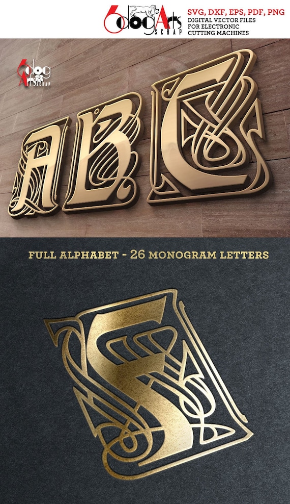 Wedding Monogram Alphabet Letters SVG DXF Pdf Eps Vector Files - Etsy