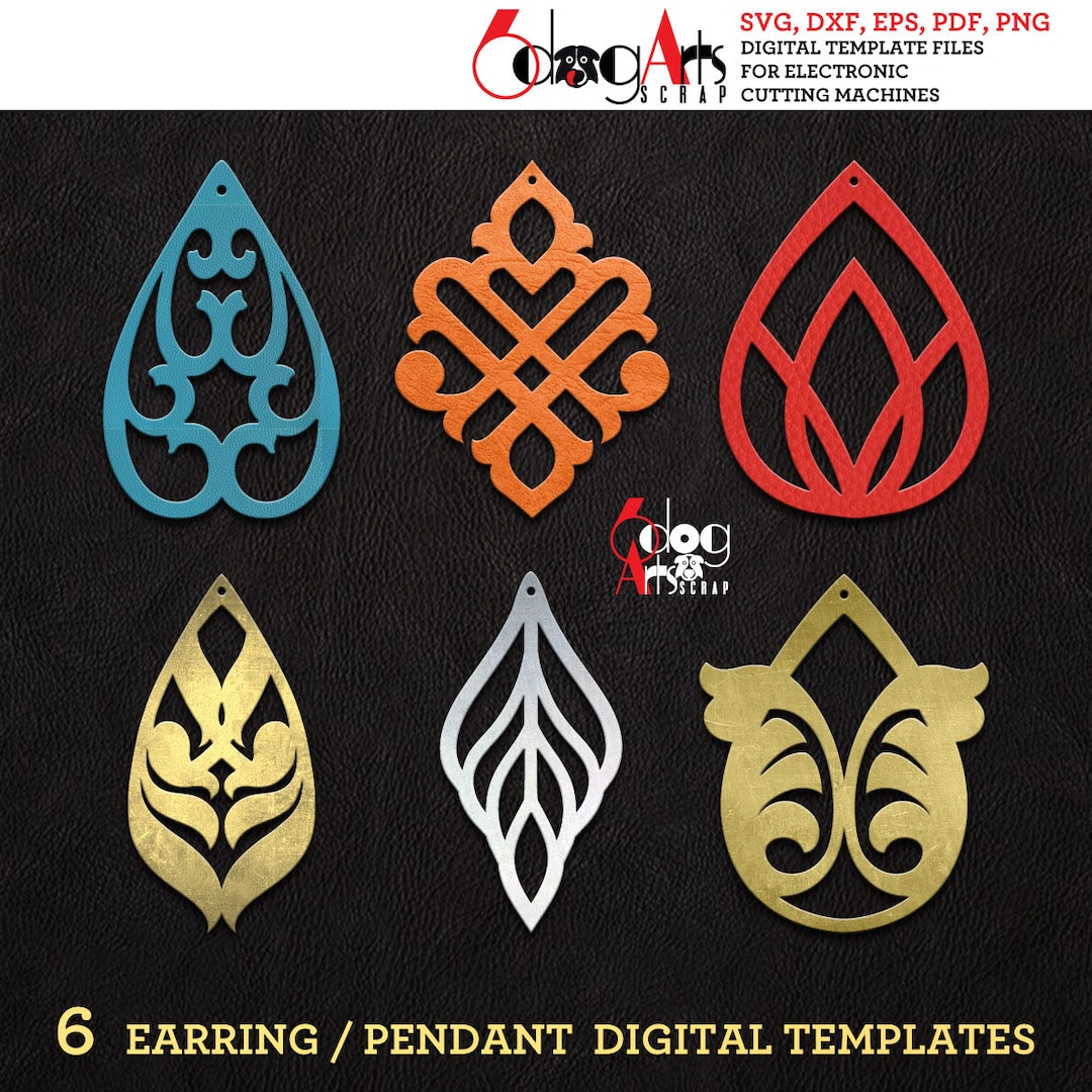 6 Leather / Wood Earring Templates Vector Digital SVG DXF Jewelry Files ...