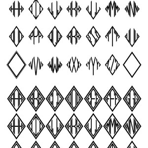 Diamond Monogram Alphabet Letters Design Digital Images Svg Dxf Vector ...