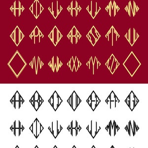 Diamond Monogram Alphabet Letters Design Digital Images Svg Dxf Vector ...