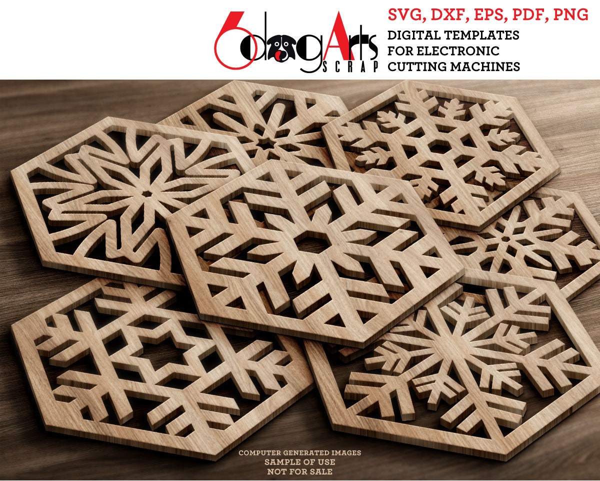 28 Snowflake Hexagonal Wood Coaster Trivet Wall Decor | Etsy