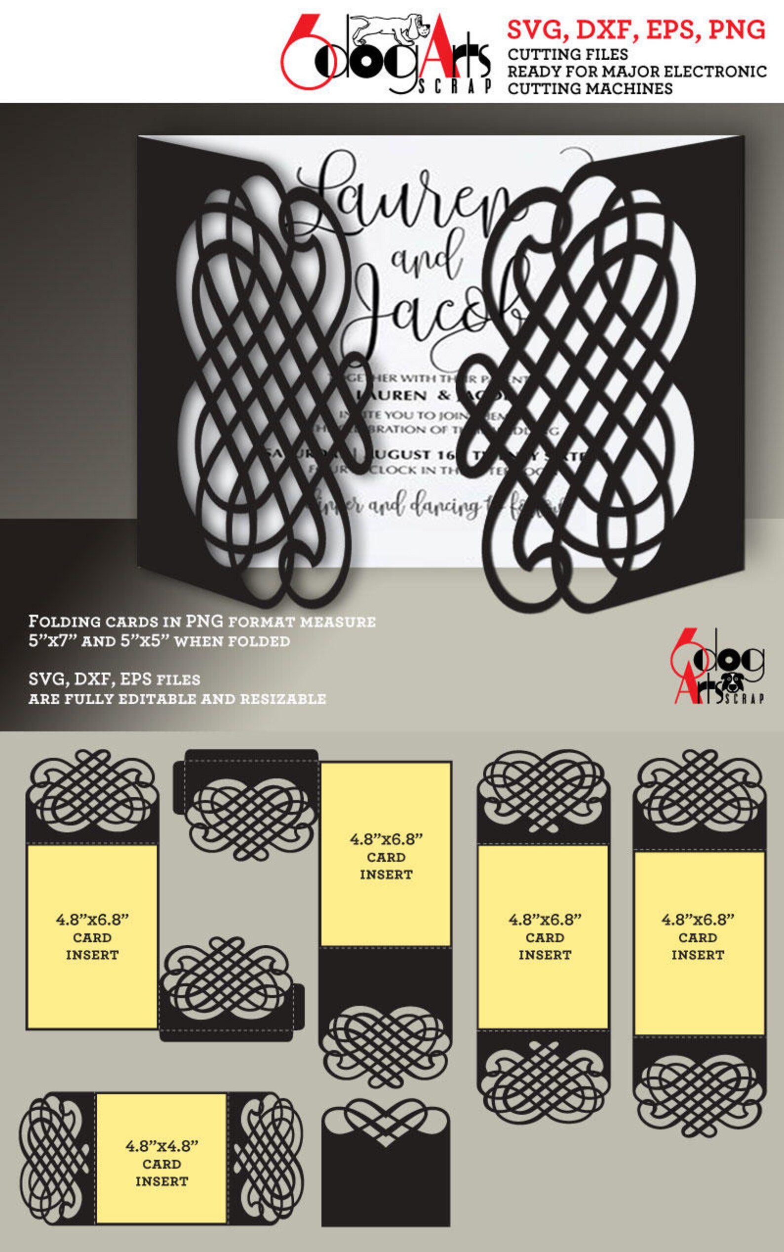 22 Calligraphic Lace Card Templates Digital Cut SVG DXF Files - Etsy UK