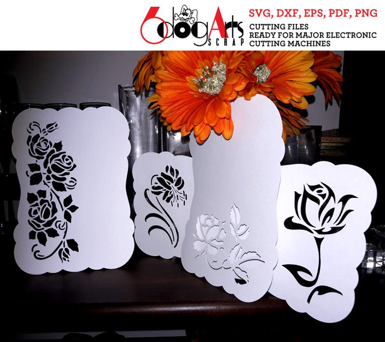 5 Scalloped Floral Lace Card Templates Digital Cut SVG DXF | Etsy