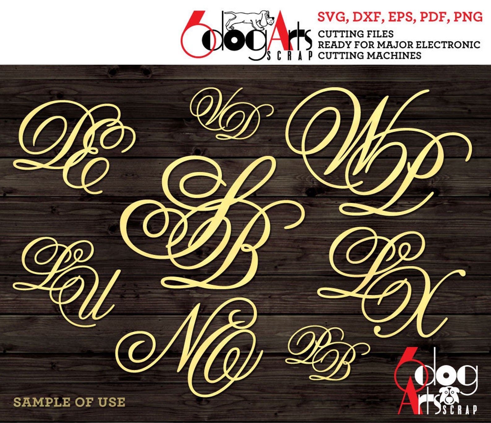 Elegant Monogram Script Alphabet Letters SVG DXF Vector Images | Etsy