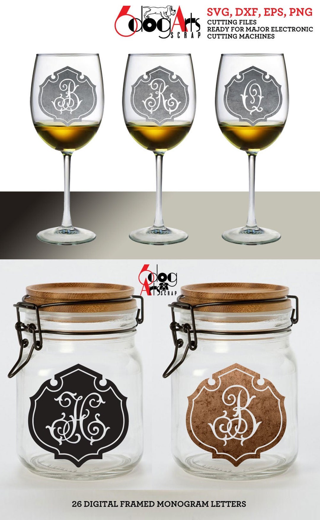 Framed Monogram Alphabet Letters SVG DXF Vector Images Iron on - Etsy