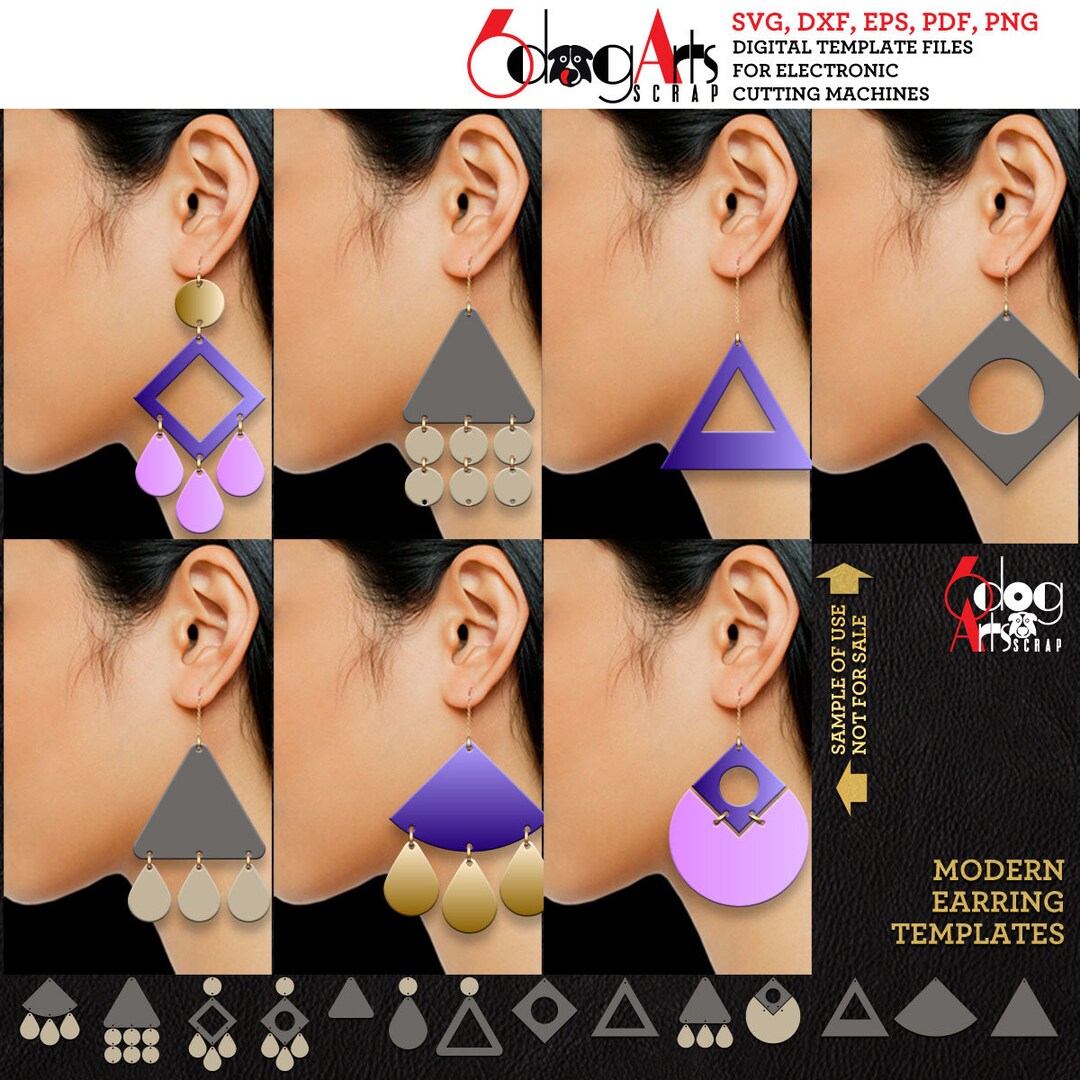 Contemporary Modern Earring SVG DXF Templates Wood Acrylic Vector ...