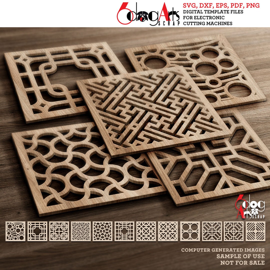 12 Coaster Trivet Grill Wall Decor Templates Vector Digital SVG DXF ...