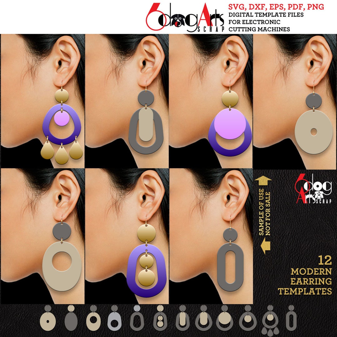 12 Contemporary Modern Earring SVG DXF Templates Wood Acrylic Vector ...
