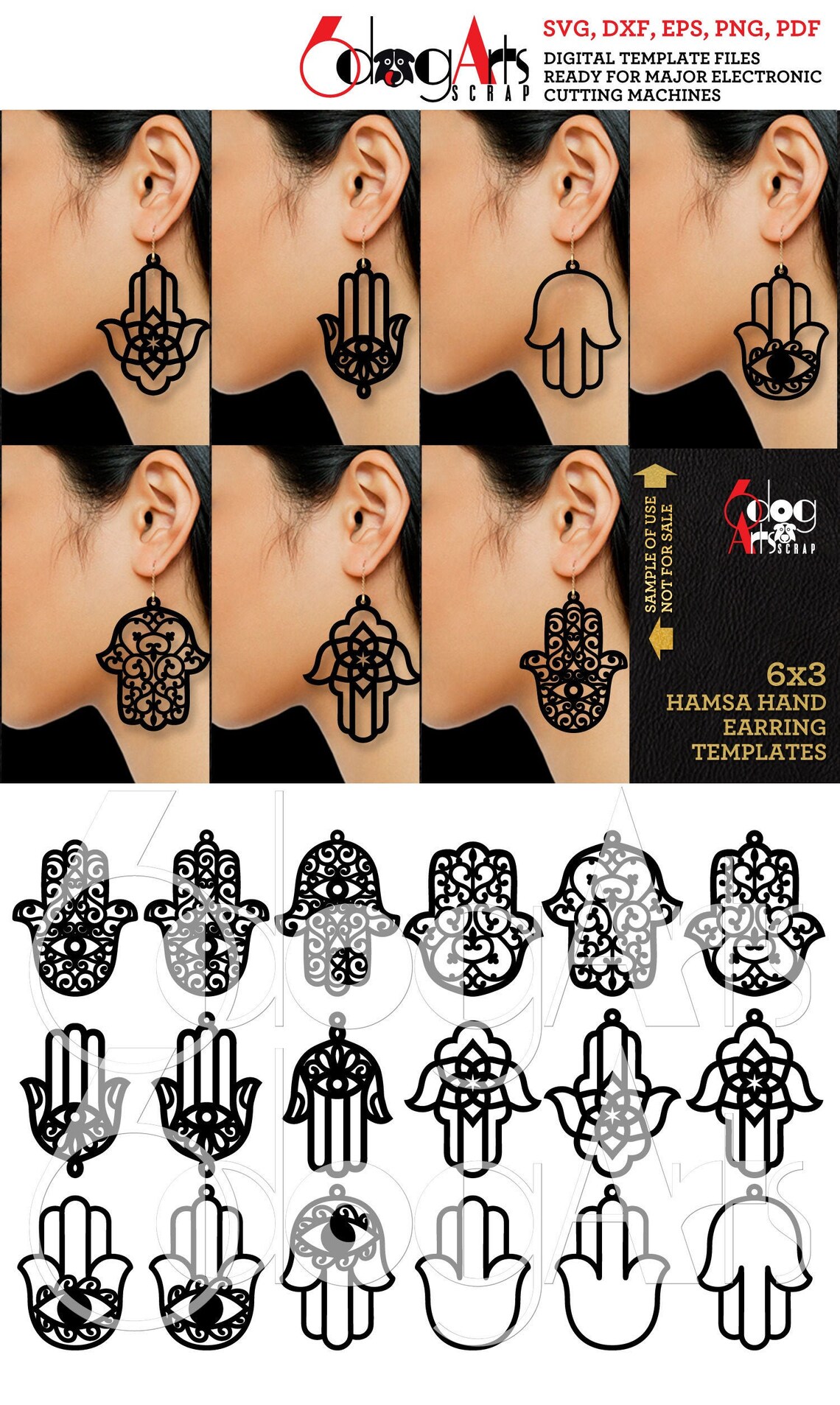 18 Hamsa Hand Wood / Acrylic / Metal Earring / Pendant - Etsy