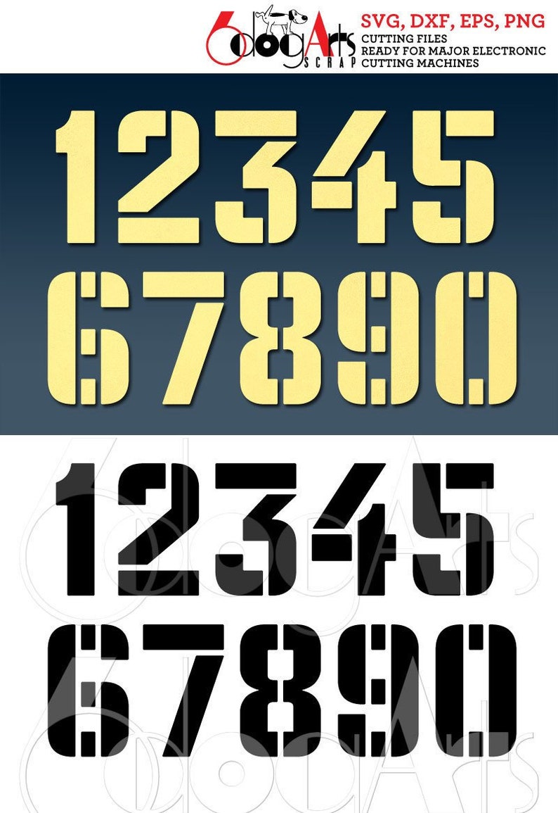 Stencil Numbers Digital Cut Files Svg Dxf Eps Png Silhouette | Etsy