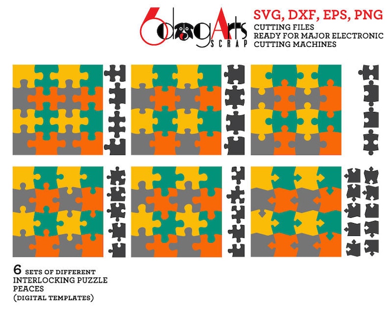 Jigsaw Interlocking Puzzle Pieces Digital Cut Files SVG DXF | Etsy