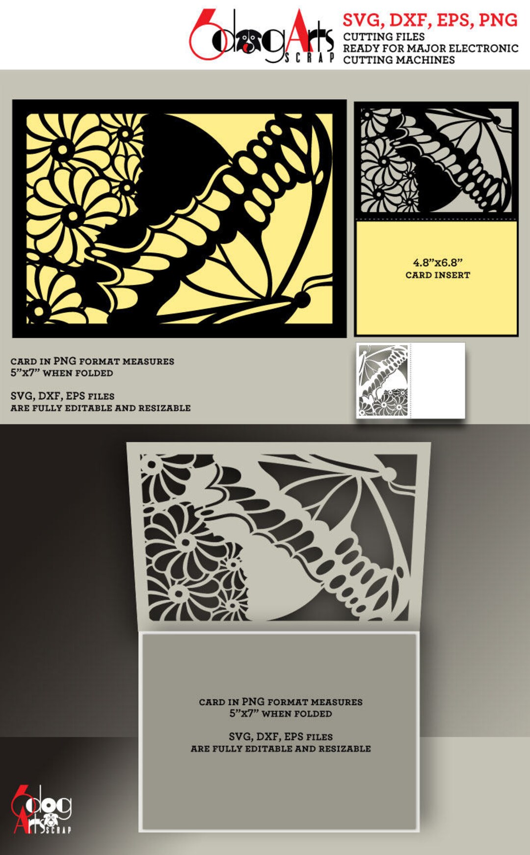 Butterfly Lace Card Template Digital Cut SVG DXF Files Wedding - Etsy