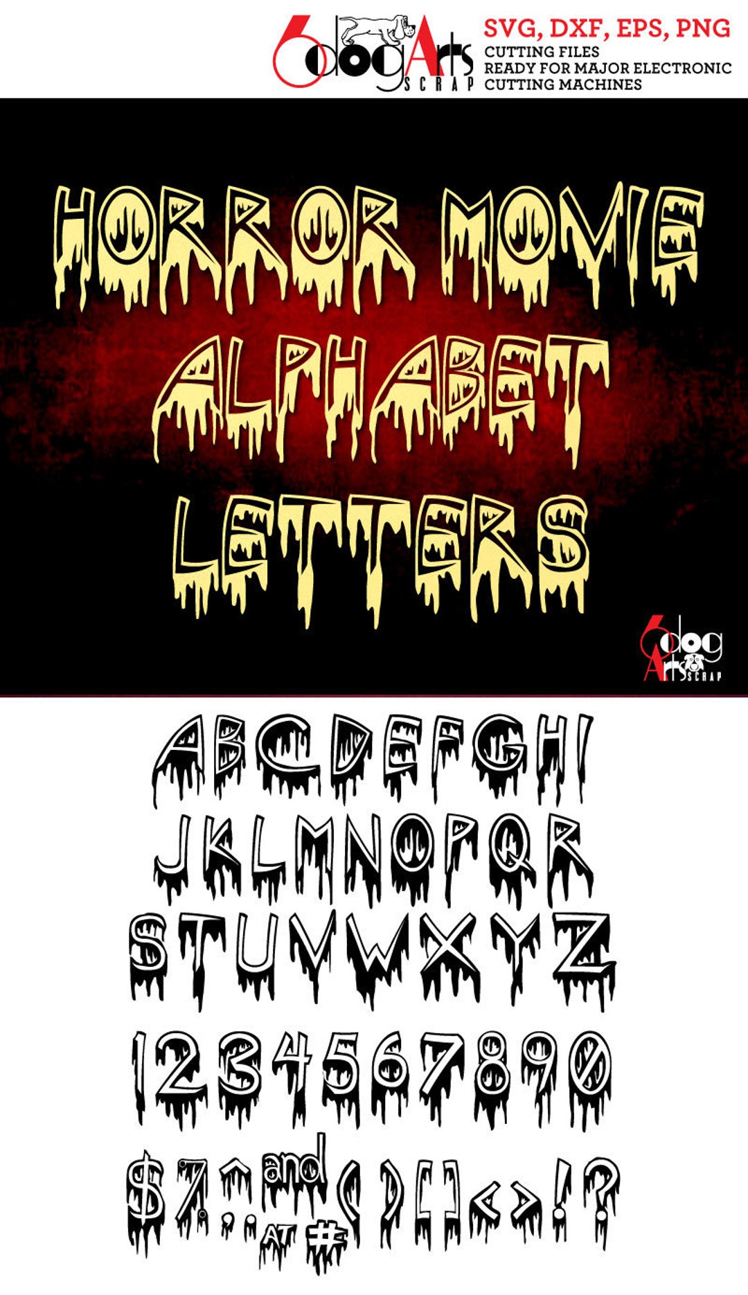 Horror Alphabet Letters Digital Images Svg Dxf Eps Png Silhouette SCAL ...