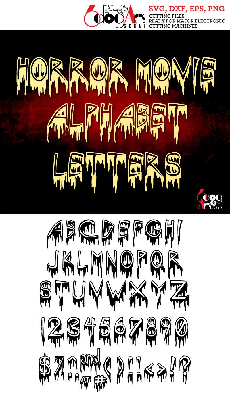 Horror TTF Font & SVG Alphabet Letter Digital Images Cuttable Printable ...