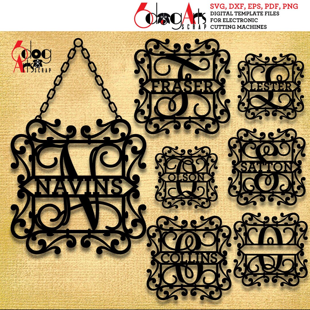 Split Framed Alphabet SVG DXF Vector Files Monogram Letters Acrylic ...