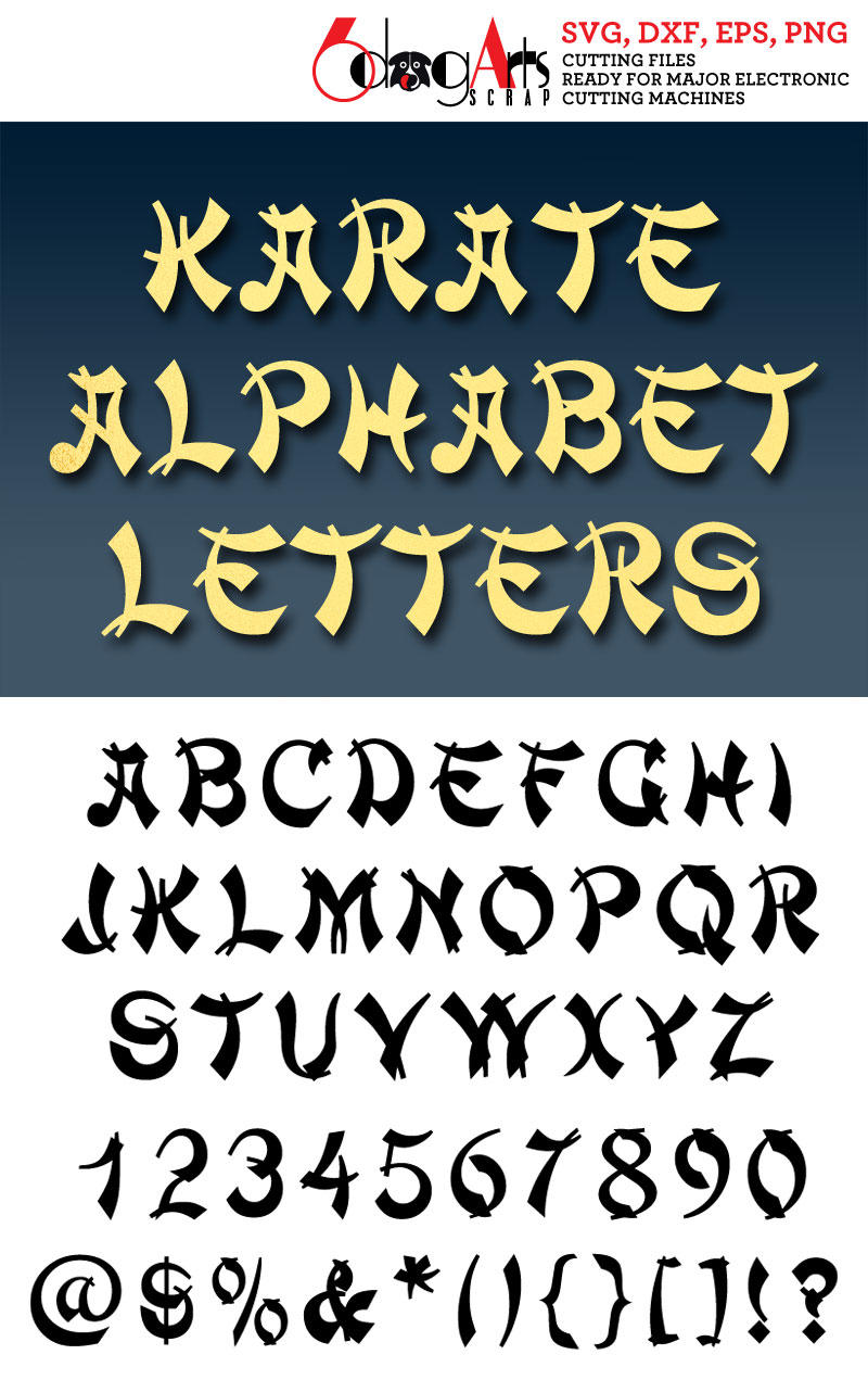 Karate Alphabet Letters Digital Images Svg Dxf Eps Png Silhouette SCAL ...