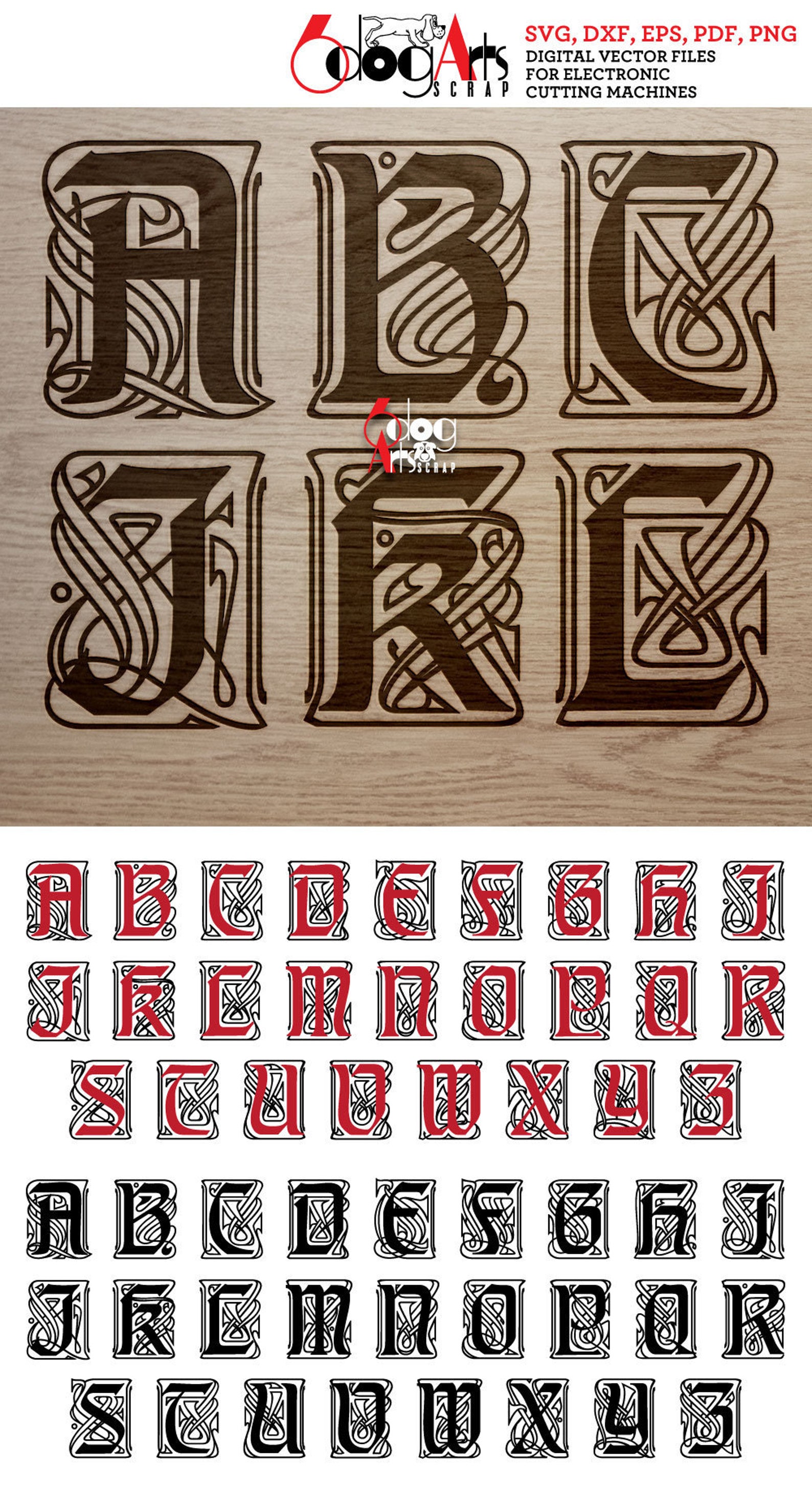 Wedding Monogram Alphabet Letters SVG DXF Pdf Eps Vector Files - Laser ...