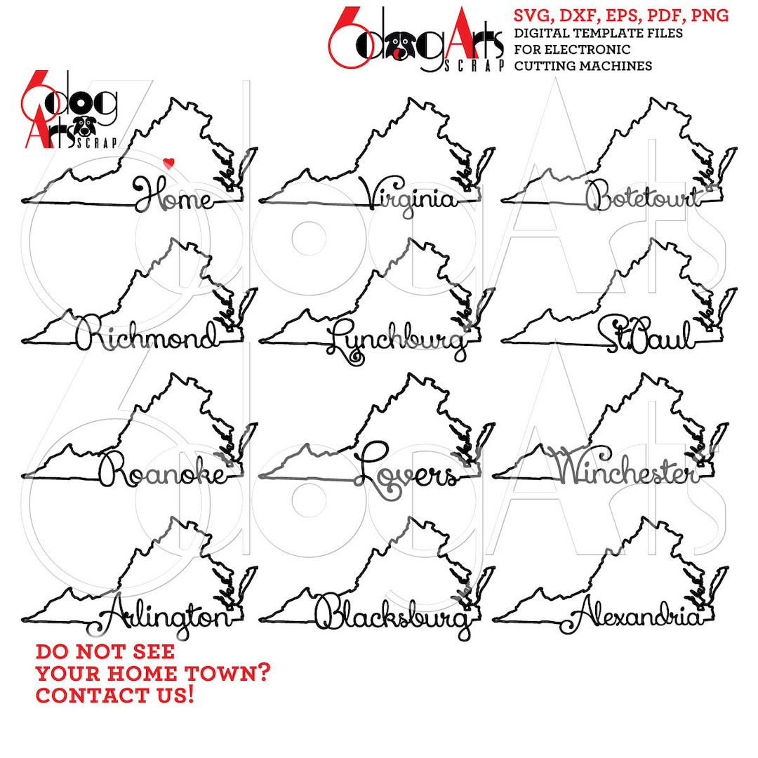 Virginia Outline Typography Files SVG DXF Silhouette Cricut Printable ...