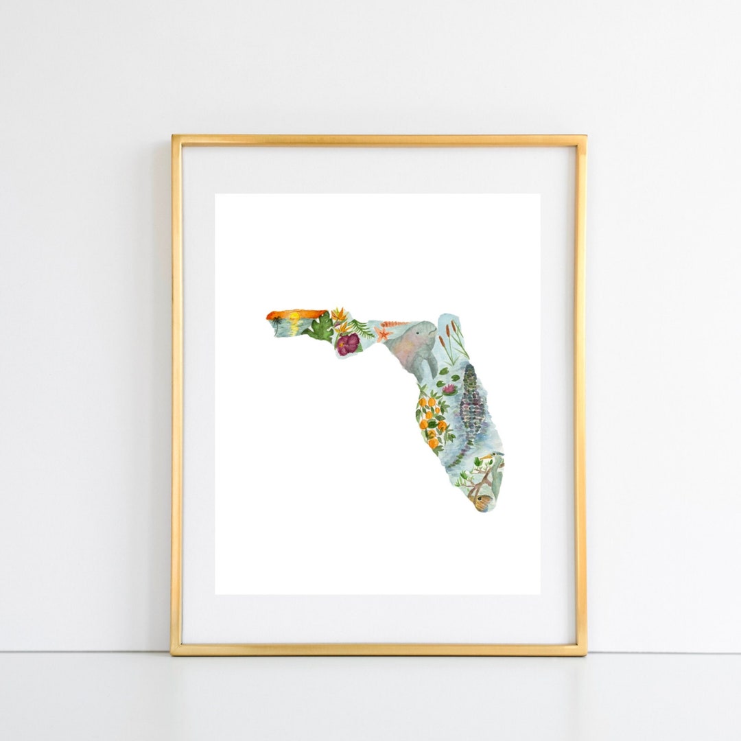 Florida Watercolor Art Print - Etsy