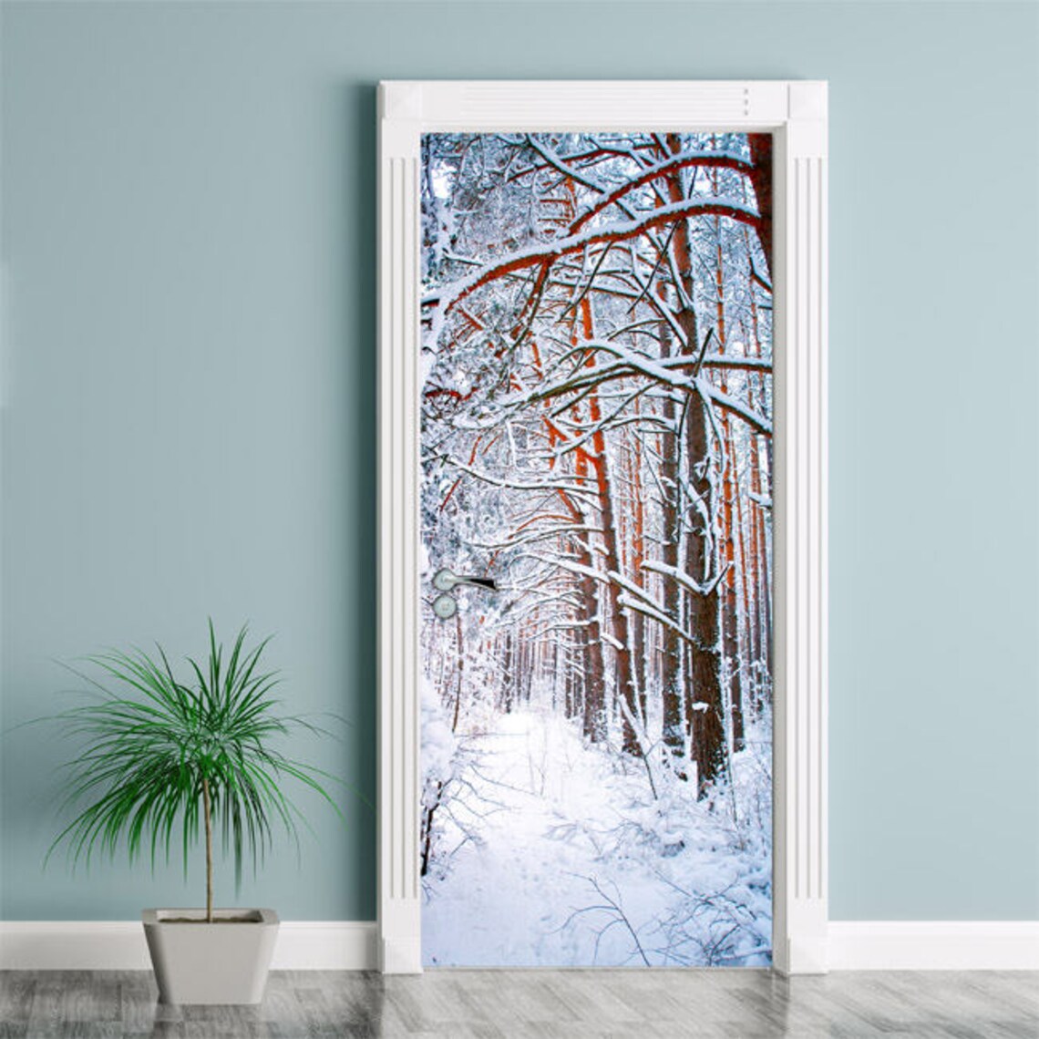 Snow Wall Decal Winter Wall Sticker for Door Decor Trees in - Etsy