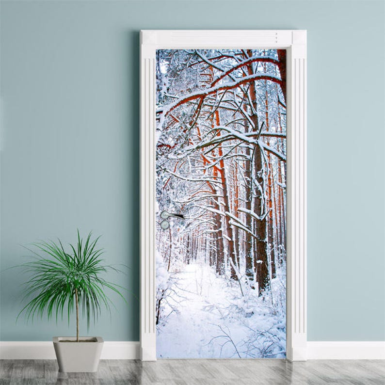 Snow Wall Decal Winter Wall Sticker for Door Decor Trees in - Etsy