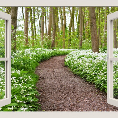 Forest View Wall Decal Walkway Path Forest Wall Sticker 3d - Etsy