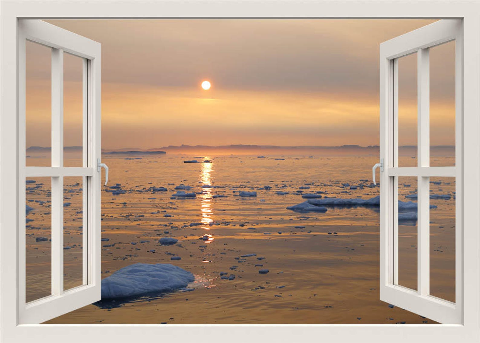 Iceberg Wall Decal, Iceland Wall Decal, Sea View 3d Window Wall Decal ...