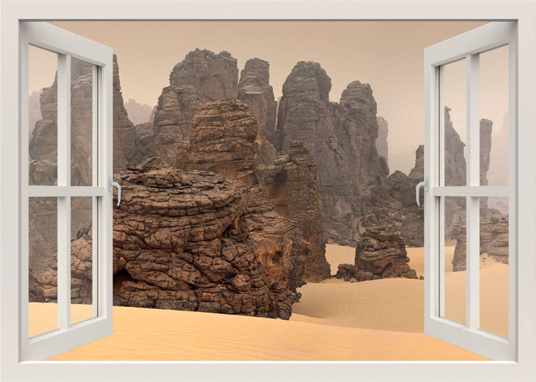 Desert Wall Decal, Rocks Nature Wall Decal, Sandy Desert Mural Wall ...