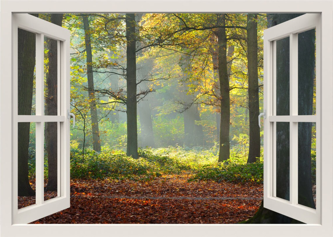 Forest Wall Decal, Autumn Wall Decal, 3d Window Wall Decal, Trees Wall ...
