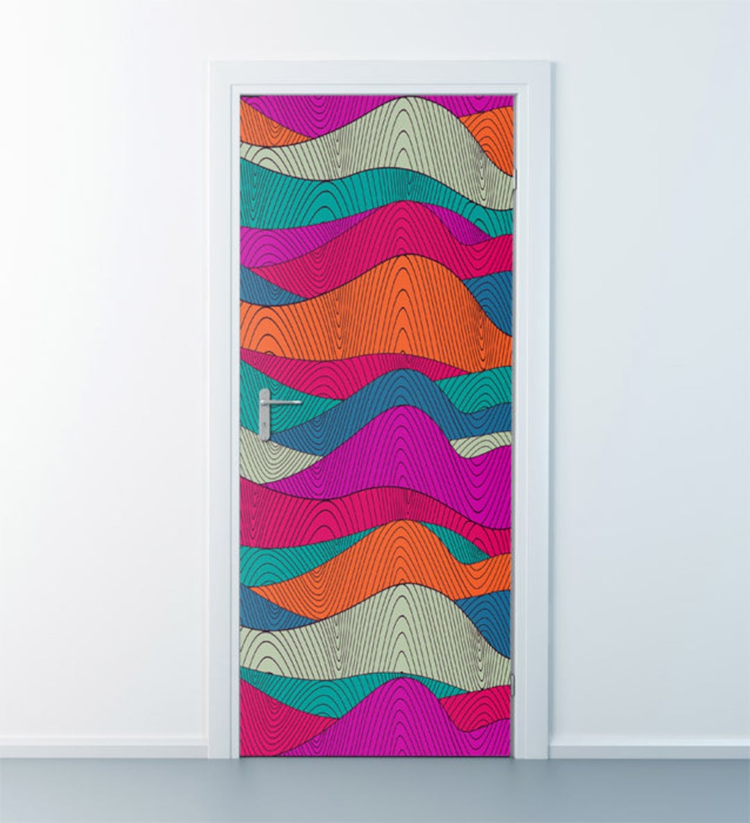 Waves Pattern Wall Decal, Waves Pattern Door Sticker, Abstract Pattern ...