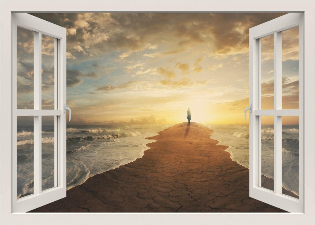 Sunset Wall Decal, Sea Shore Wall Mural, Sunset Wall Sticker, Nature ...