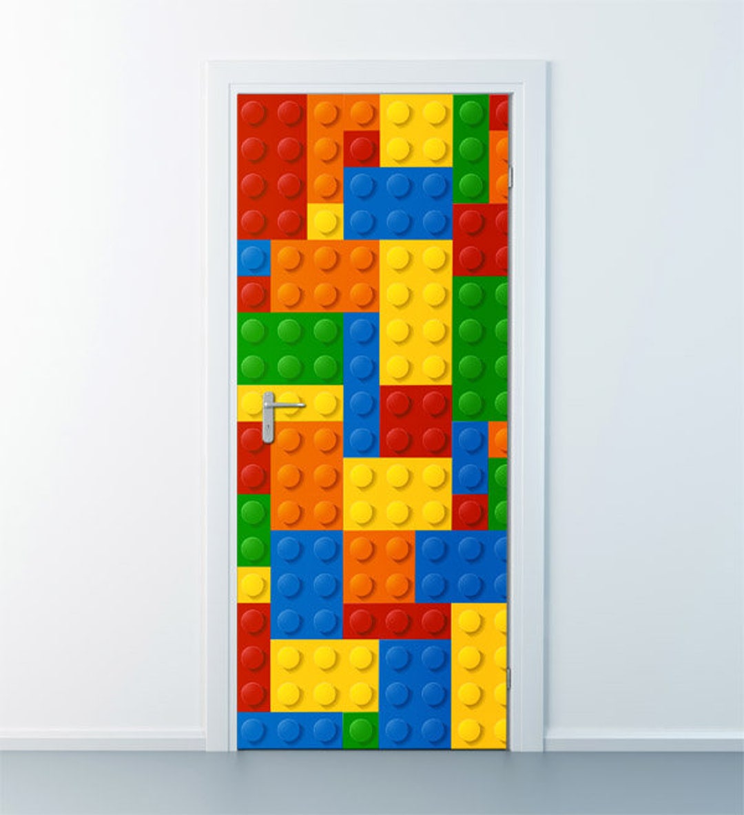Building Blocks Wall Decal, Cubes Wall Sticker Door Decor, Abstract ...