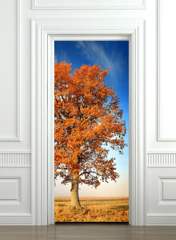 Tree Wall Door Decal Tree Door Mural Tree Door Sticker Tree | Etsy