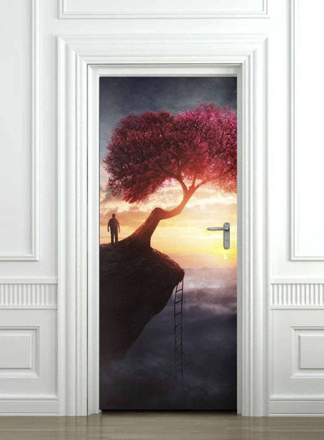 Tree Wall Decal, Door Sticker, Nature Door Wallpaper, Sunset Wall ...