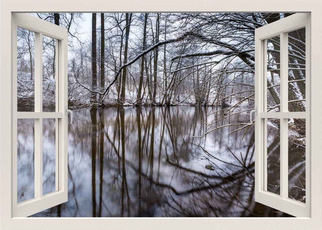 Forest River Scene Wall Decal, 3d Window View Wall Decal, River Wall ...